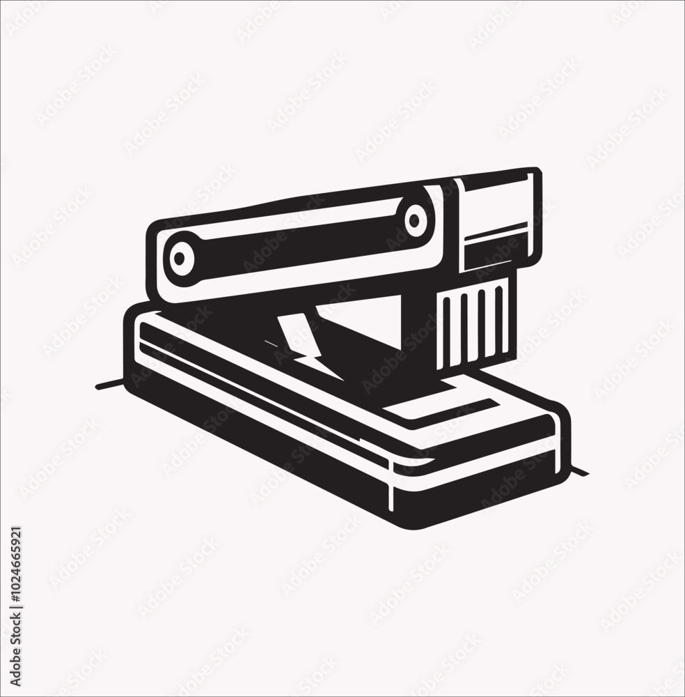 Office tool and staple. A metal stapler with curved jaws and extractor ...