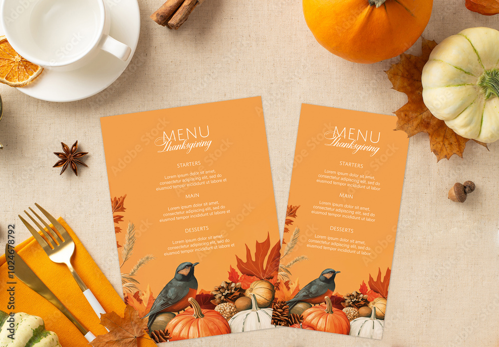 Traditional Style Orange Menu with AI Generated Illustration Stock ...