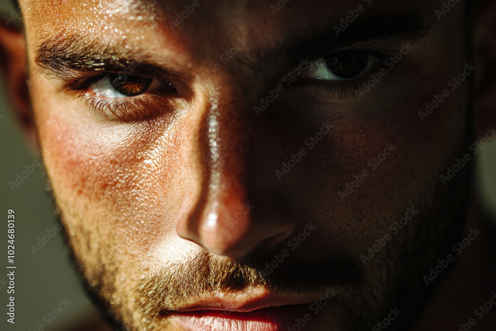 A close-up of a man with deep brown eyes, his expression one of genuine ...