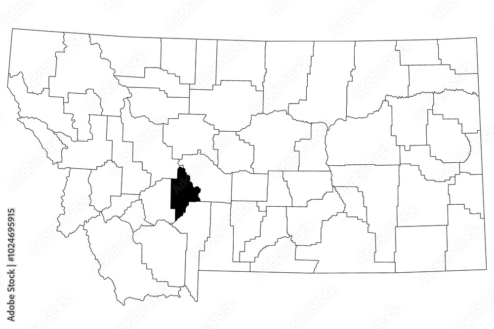 Map of broadwater County in Montana state on white background. single County map highlighted by ...