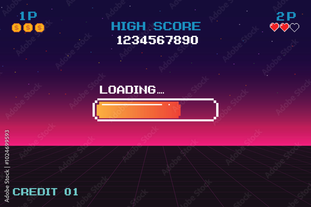 Vetor de LOADING bar .pixel art .8 bit. retro game. for game assets in ...