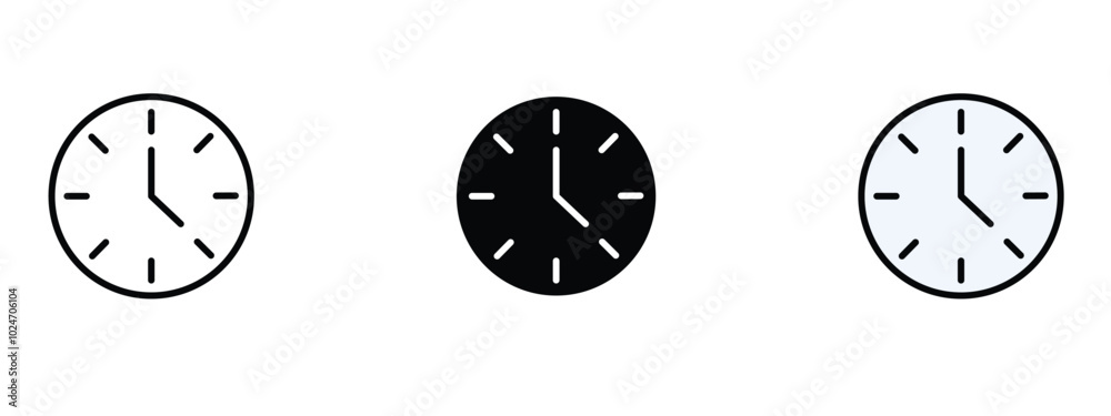 Time icon in outline, silhouette and editable colors in unexpandable ...