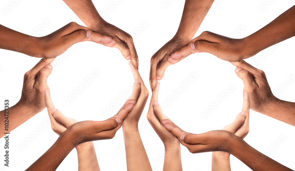 Symbol and shape of circle created from hands. Group Unity and ...