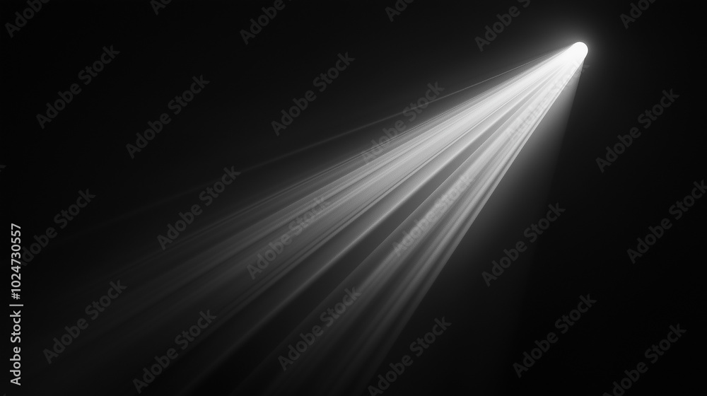 White light beam on a black background, with light from the side, a ...