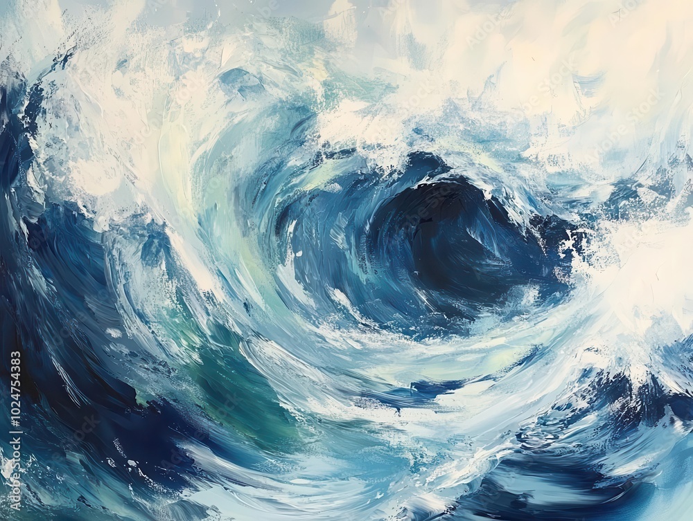 dynamic and colorful ocean waves captured in an abstract artwork, with ...