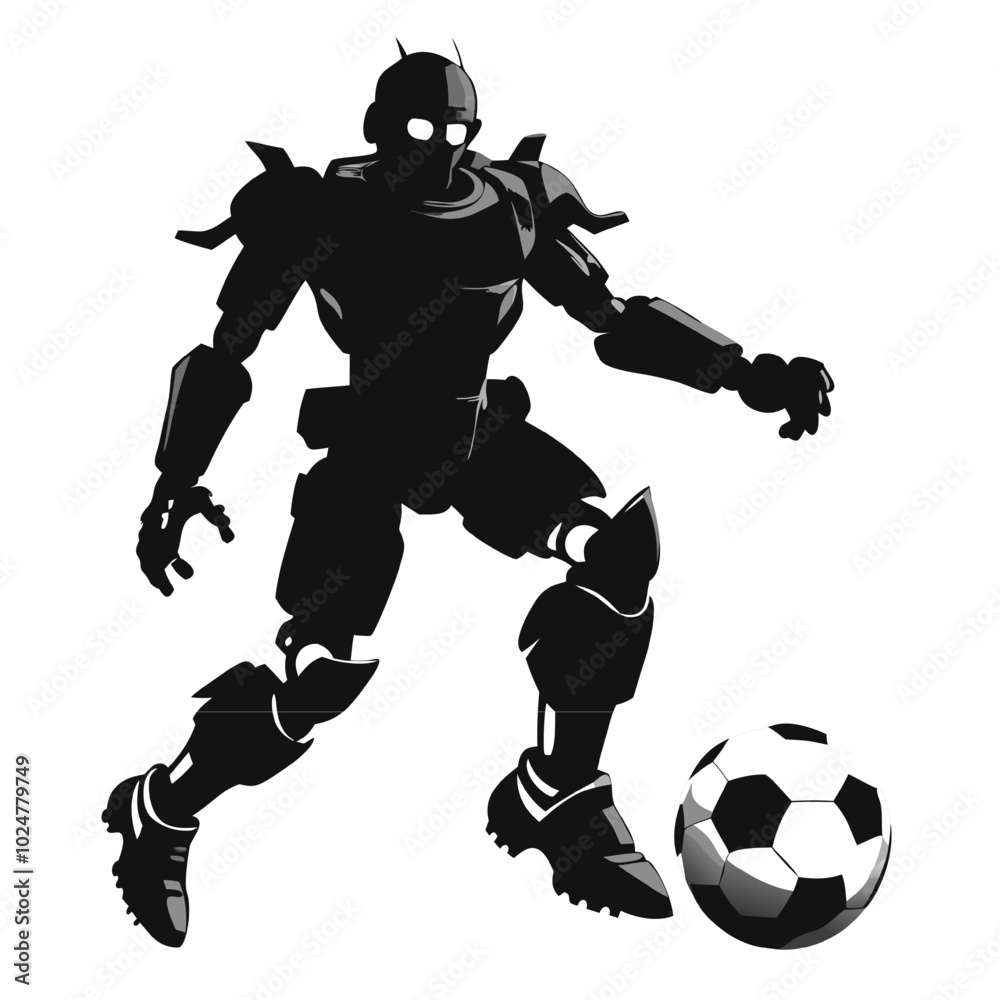 Vetor de Robo-Soccer Star: A stylized silhouette of a powerful robot ...