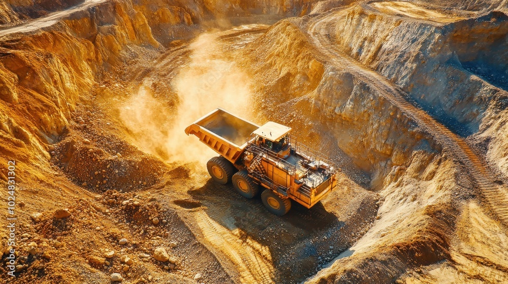 Detailed view of gold mining excavation equipment digging into the ...