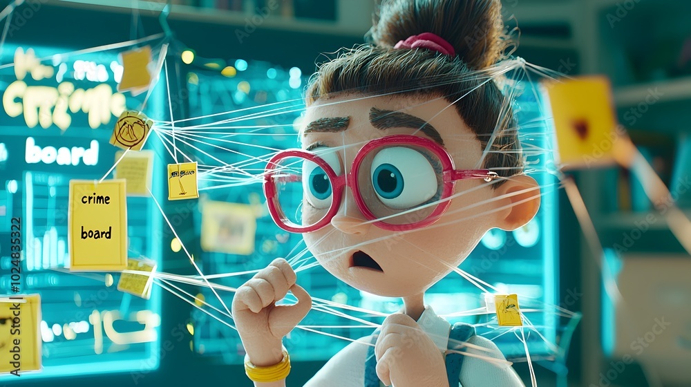 3D Clay Detective Character Investigates Exaggerated Cartoon Clues on ...