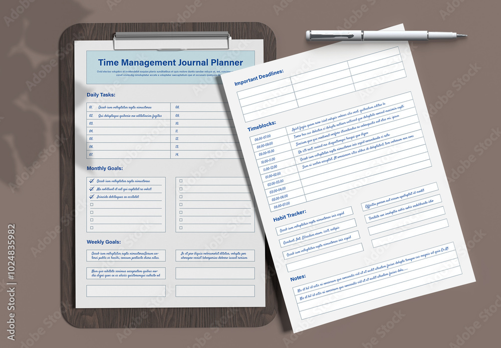 Time Management Journal Planner Template Stock Template | Adobe Stock