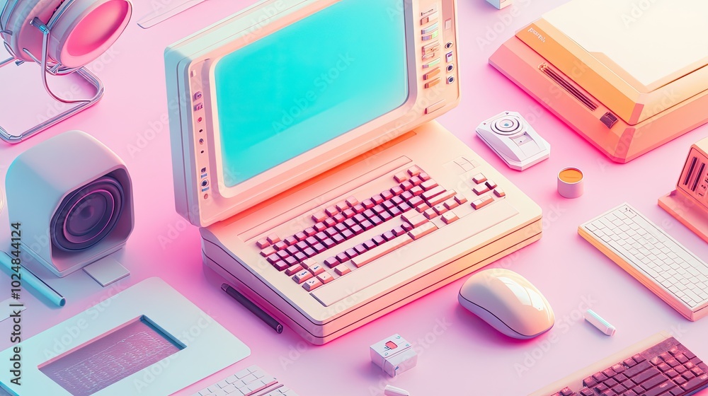 Throwback to the 90s with a background full of pastel gradients, old ...