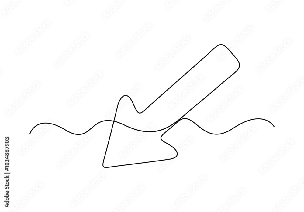 Arrow pointing right, continuous one line drawing vector. Single line ...