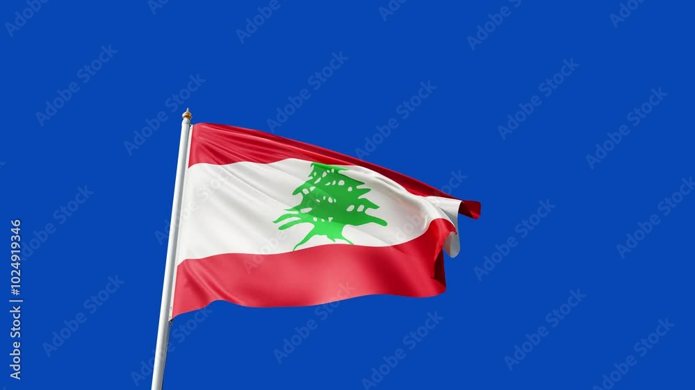 flag of Lebanon on a blue screen, no background, transparent background ...