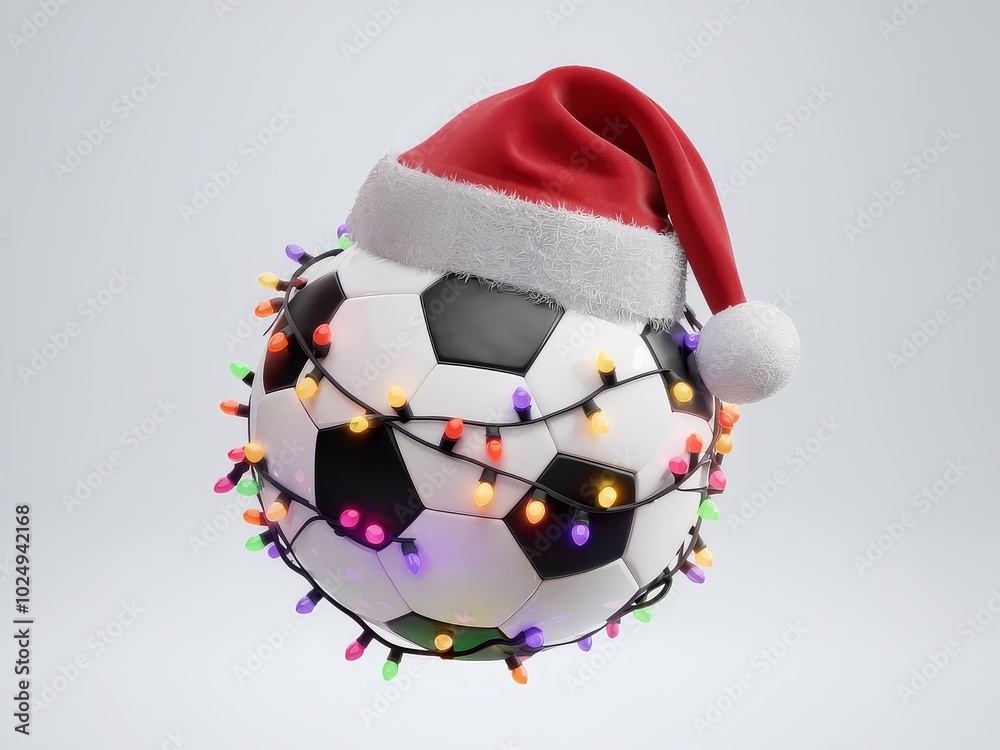 Christmas Soccer Ball with Lights and Santa Hat - A festive and playful ...