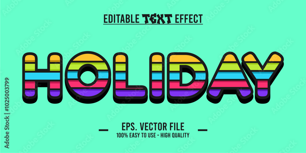 Holidays typography Vector Text With Colorful art illustration Drawing ...