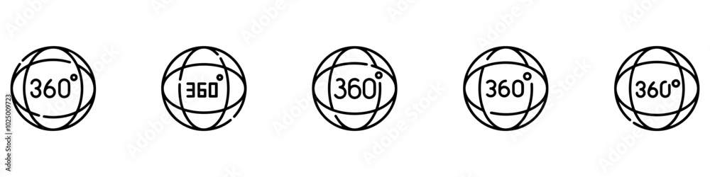 360 degrees arrow, rotate around set icon. Circle signs vertical ...