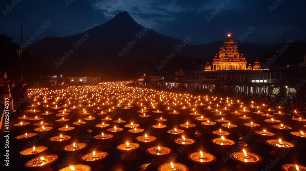 night on Karthigai Deepam, devotees gather around Tiruvannamalai Temple ...