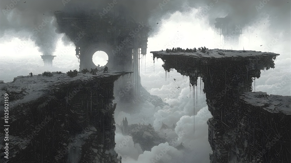 A dramatic black line drawing depicting the harsh realities of trench ...