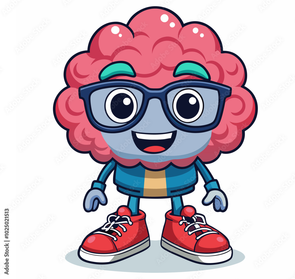 Vector illustration of cartoon characters featuring a healthy brain and ...