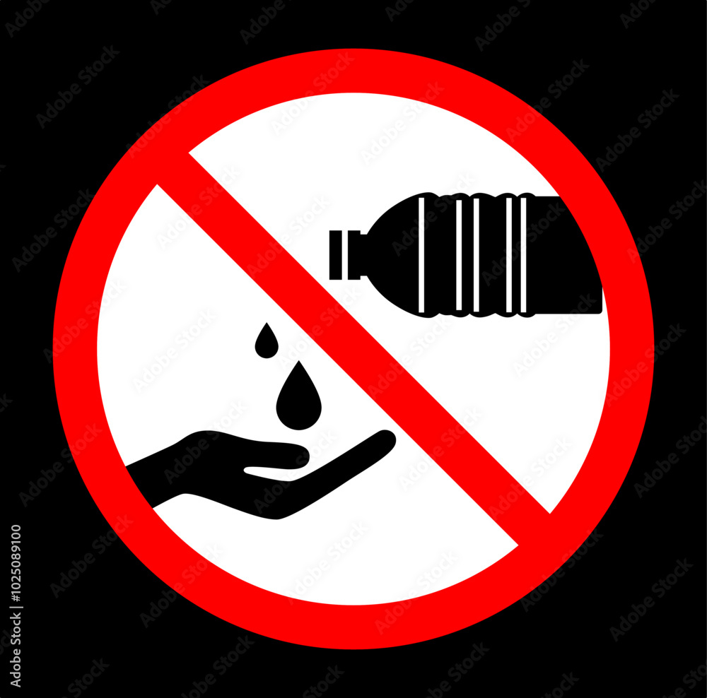 do not use water sign. vector warning or danger sign for do not use ...