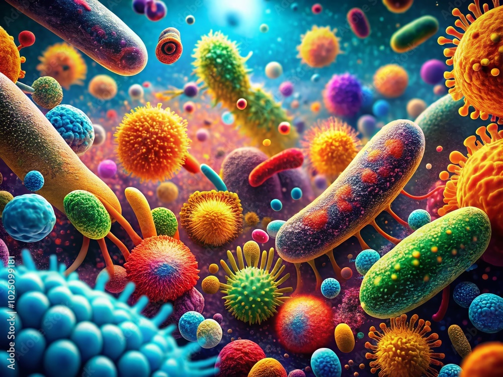 Colorful Illustration of Bacteria Under Microscope - Exploring ...
