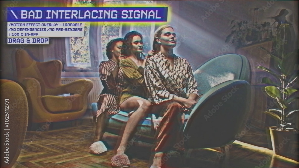 Bad Interlacing Signal Procedural Motion Effect: VHS, VCR, Retro CRT ...
