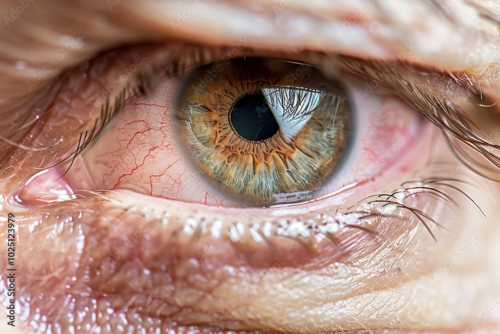 Human Eye with Conjunctivitis extreme close up. Closeup irritated ...