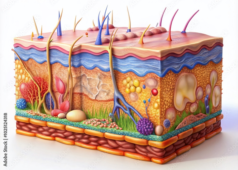 Detailed Illustration of the Integumentary System for Educational Use ...