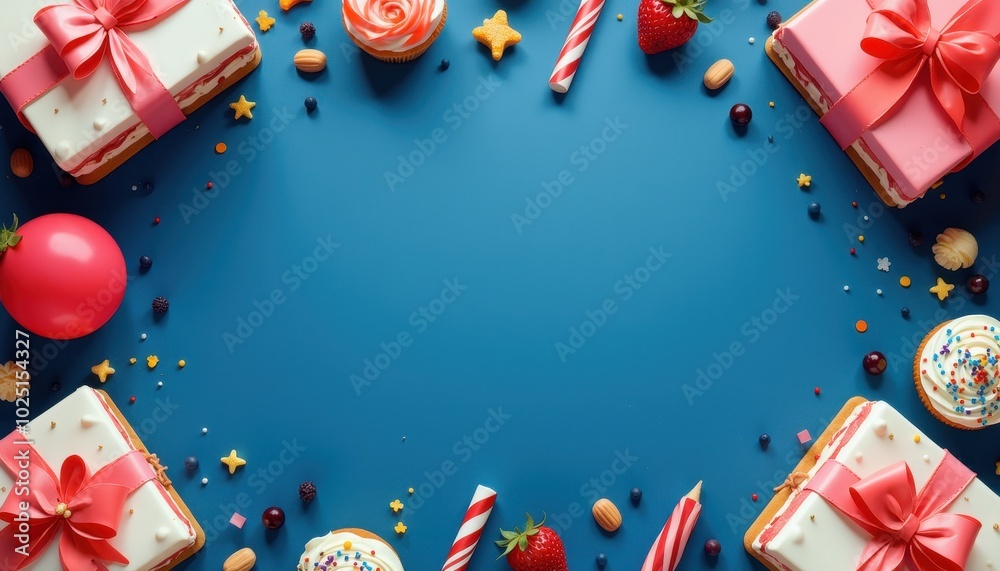 Happy Birthday birthday treats and other stuff on Solid midnight blue ...