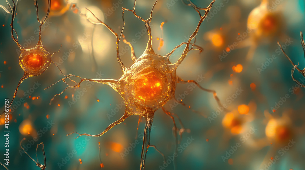 neurons in brain, scientific macro photo, brain activity, microorganism ...