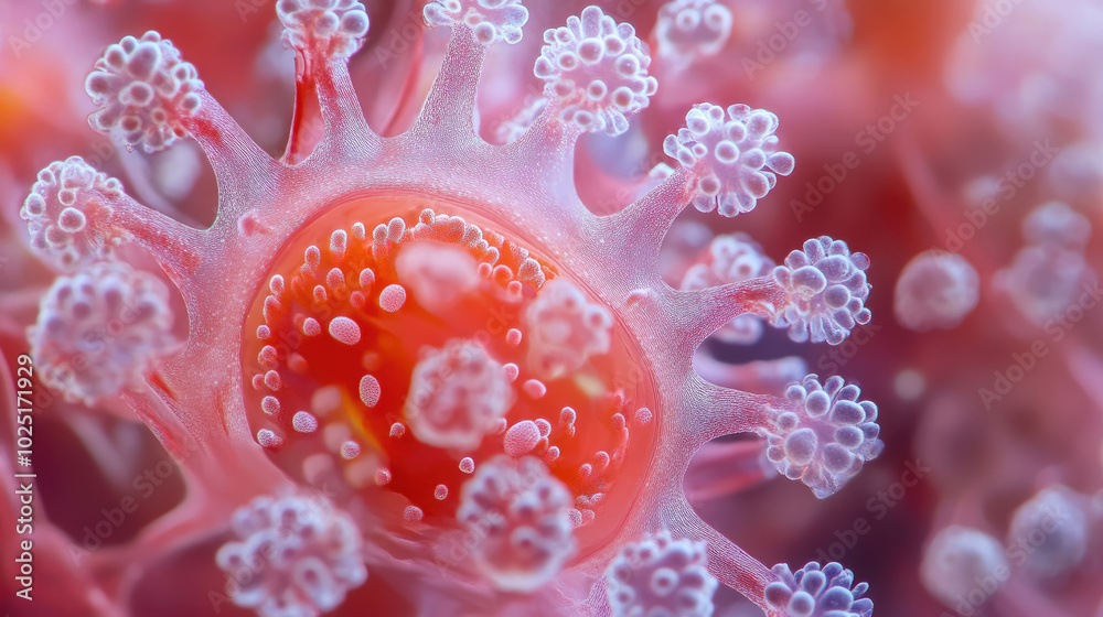 virus in blood, scientific macro photo, coronavirus, covid, smallpox ...