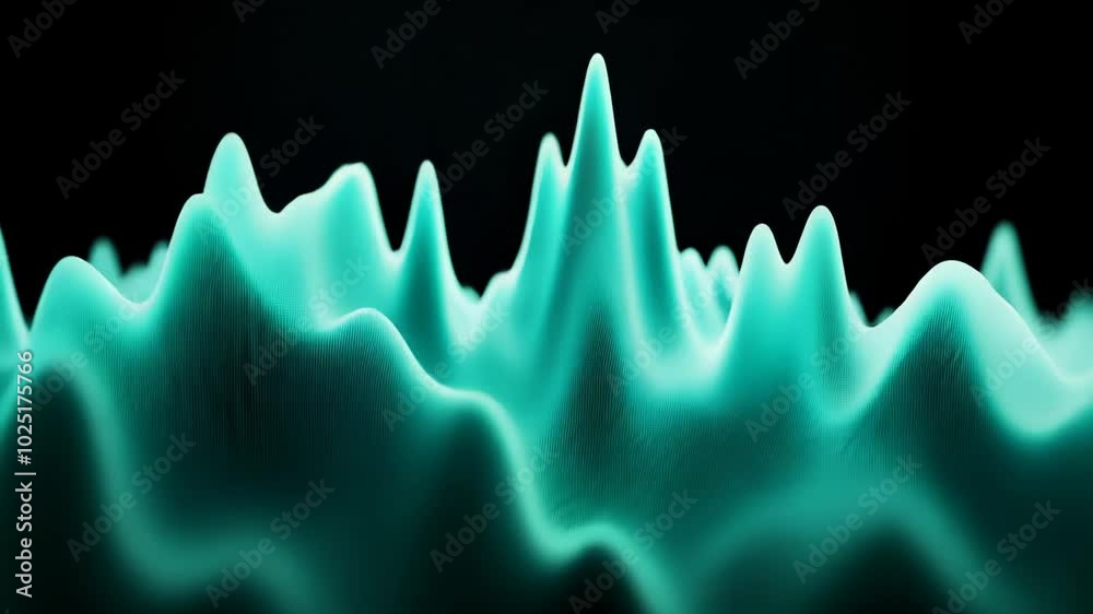 Green sound waves visualization on a black background symbolizing technology and music ...