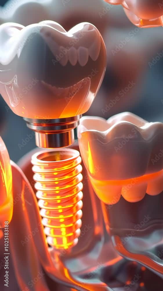 Implant model: demonstration of a dental implant model placed in oral ...