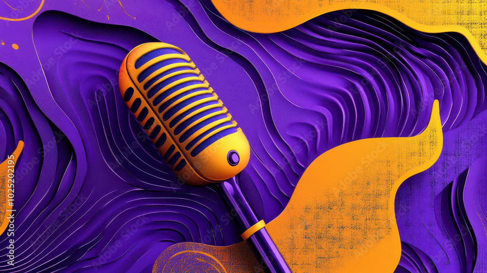 Vibrant purple and gold illustration of musical nostalgia featuring a ...