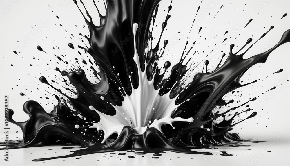 Dynamic Black Ink Splash Art: Monochrome Abstract Expressionism with ...