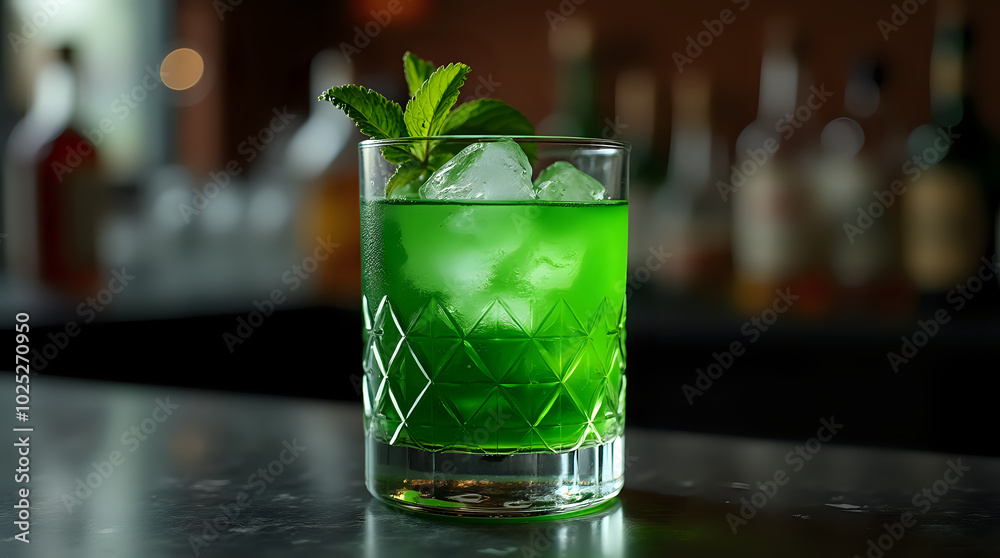 A green Negroni cocktail, a delightful blend of gin, aperitif liqueur ...