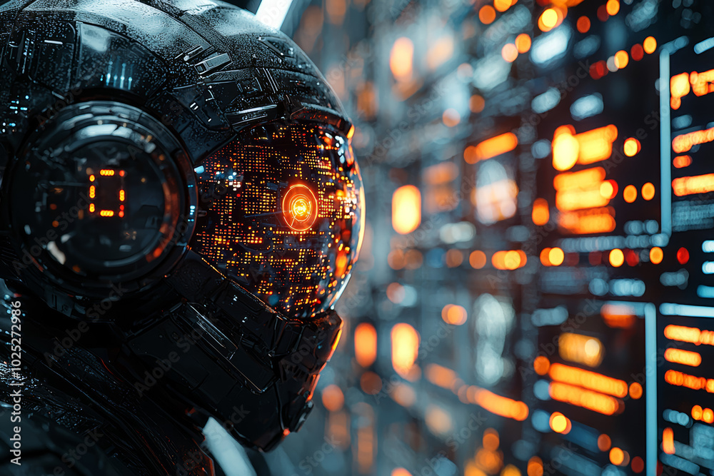 An AI-powered system monitoring cybersecurity threats, illustrating the ...