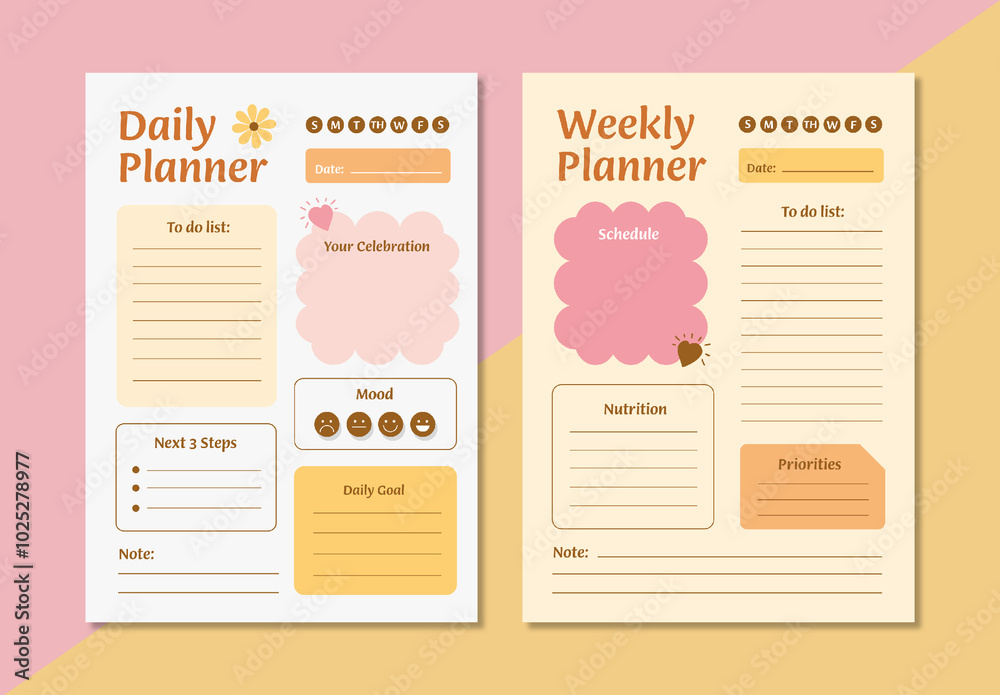 Minimalist Aesthetic Daily and Weekly Planner Template Stock Template ...