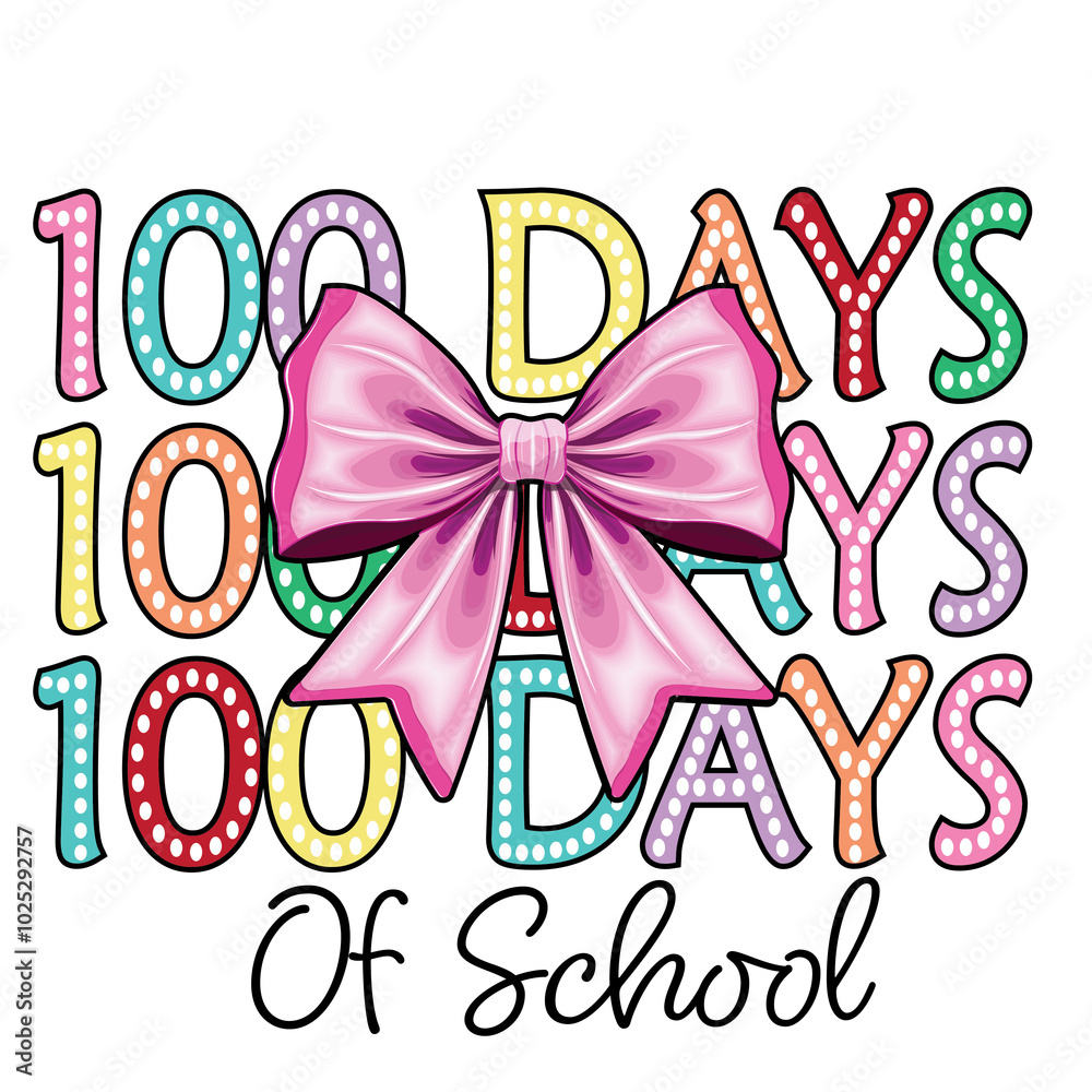 100 days of school Dotted Coquette bow svg png, 100th day of school ...