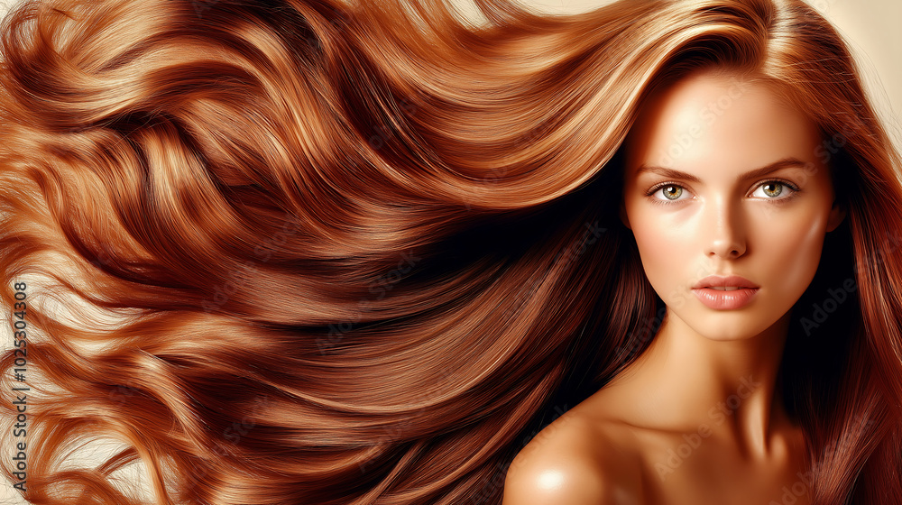 hair dye packaging image featuring a woman with well-groomed, wavy ...