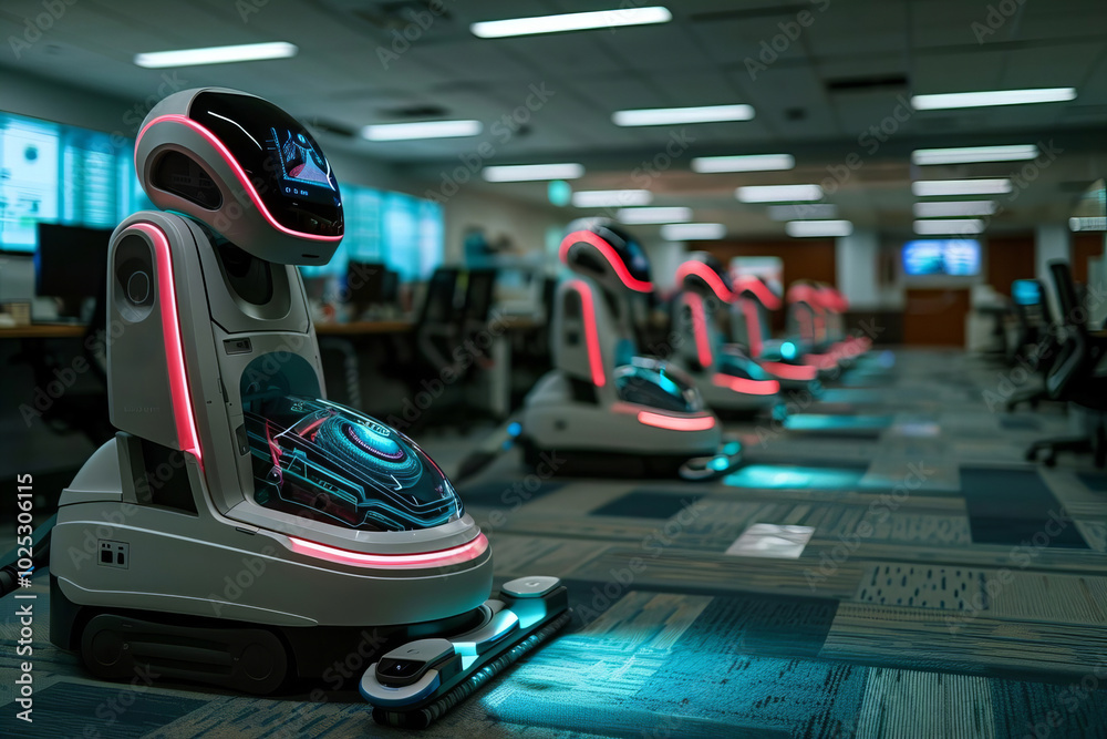 Title: Robotic Janitors with AI-Powered Vacuum Cleaners Clean Carpets ...