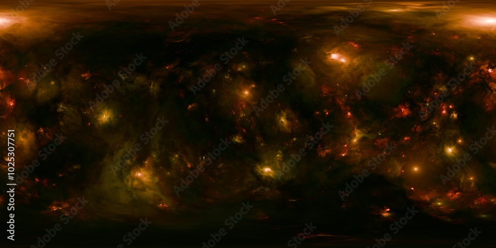 Seamless HDRi 360° Space Panorama of Hot Orange Nebula and Stars - 12K ...