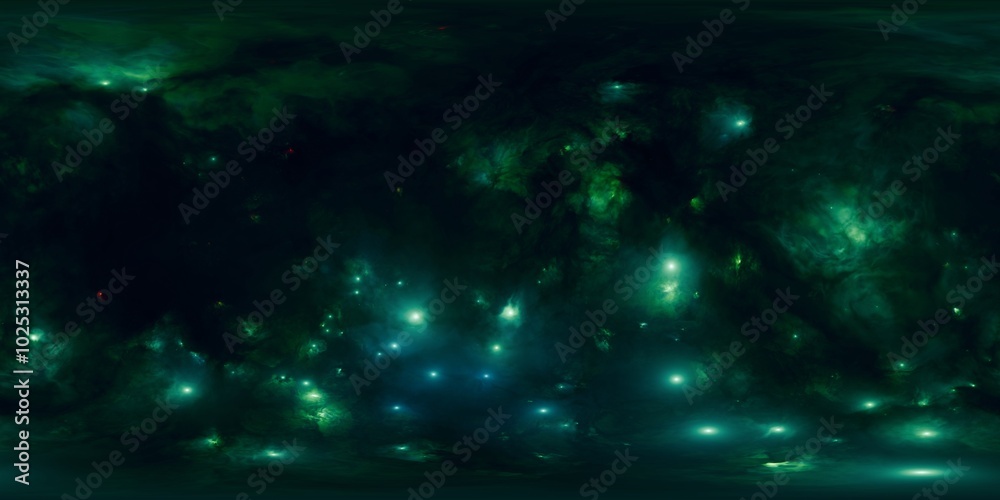 HDRi Seamless 360° Space Skybox with Cyan and Emerald Nebula and Stars ...