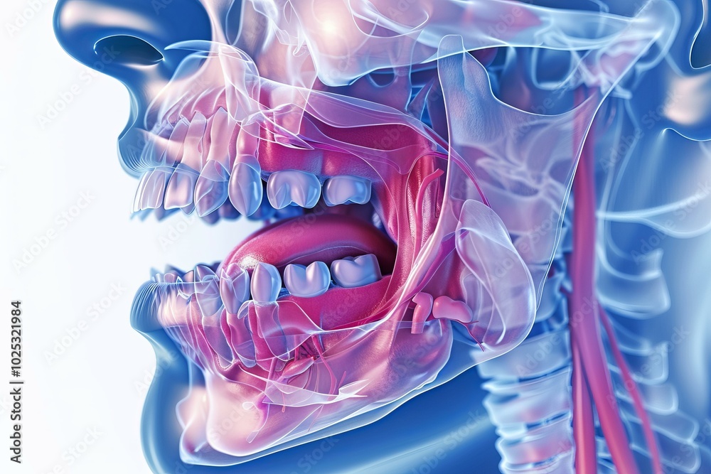 3d medical illustration showing the anatomy of a human mouth ...