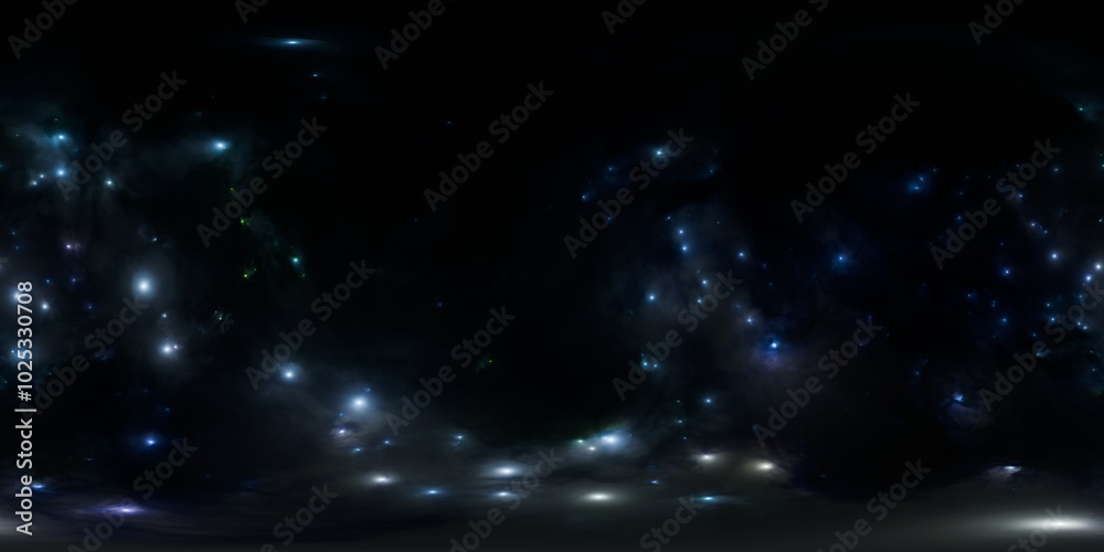 High-Resolution 360 HDRi Skybox of Dark Blue Space Nebula and Stars ...