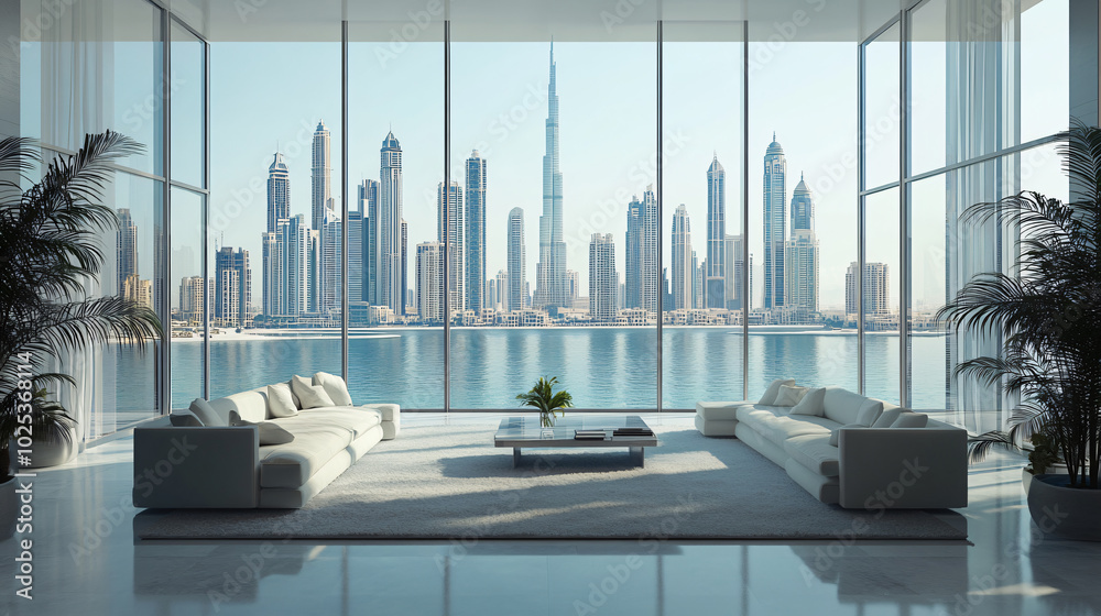 luxury architecture house in Dubai, 3d interior of contemporary art ...