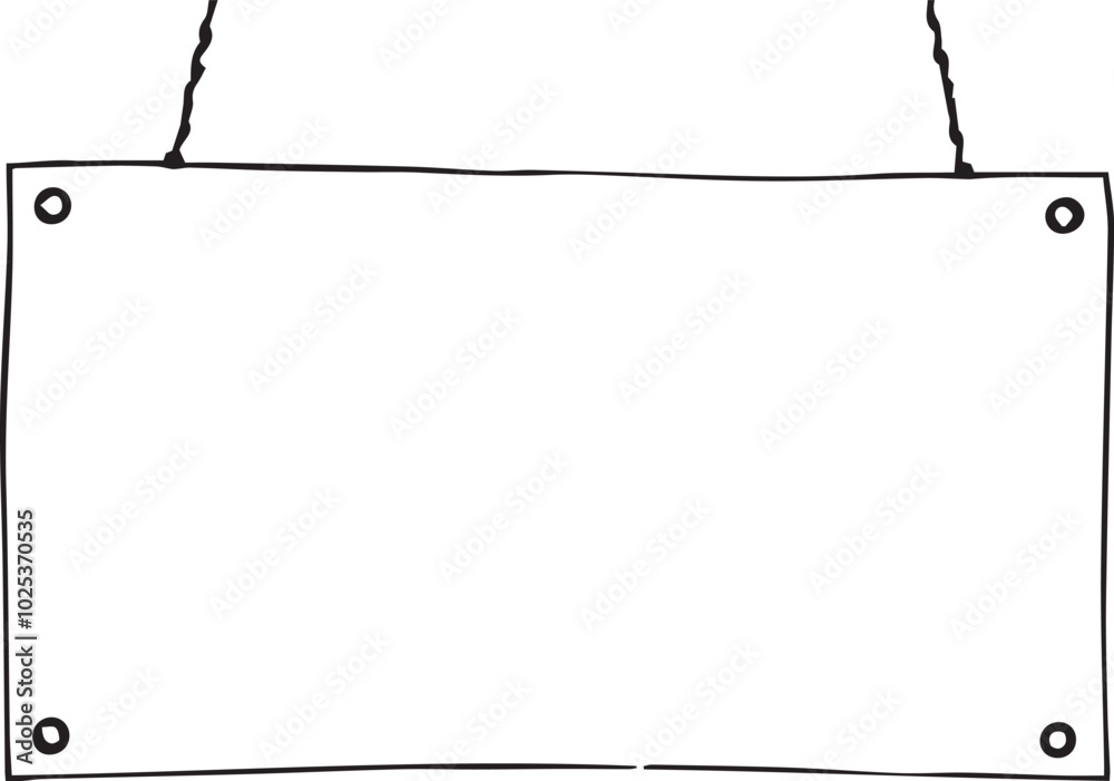 simple hand-drawn outline of a rectangular sign with rounded corners ...