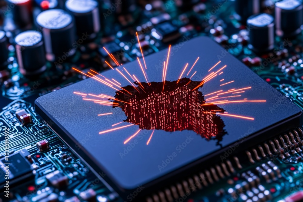 Firewall breach is displayed with hyper-realistic precision, showing ...