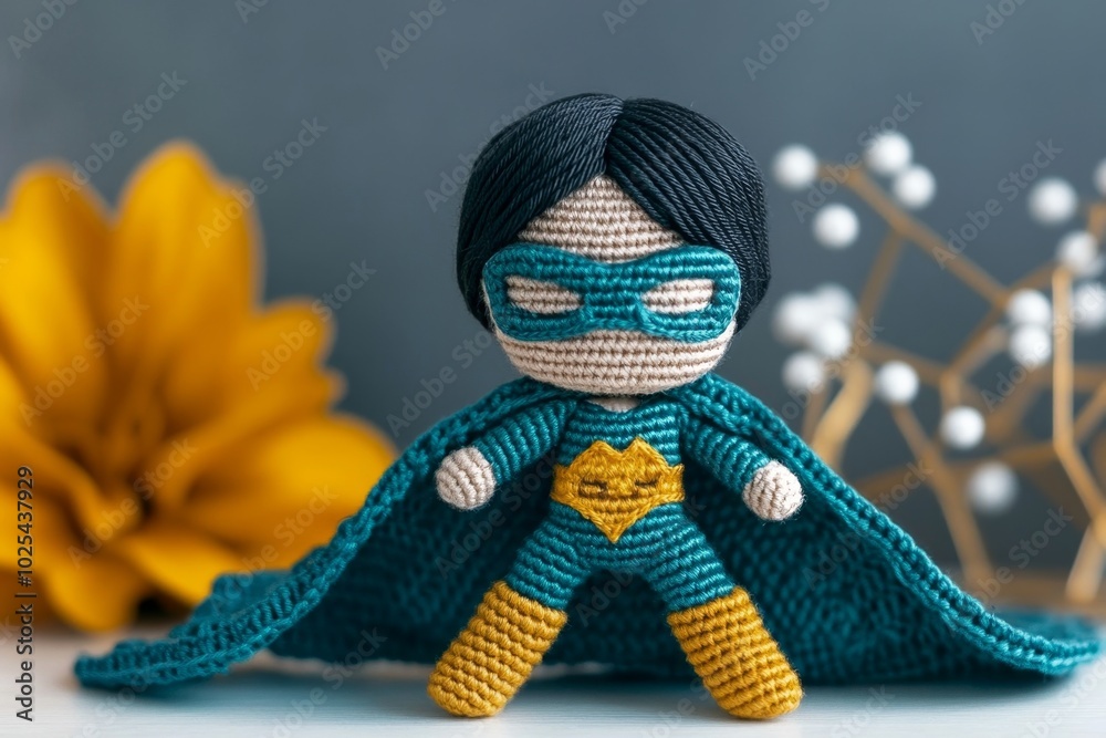 Crochet superhero doll, complete with a tiny cape, mask, and boots ...