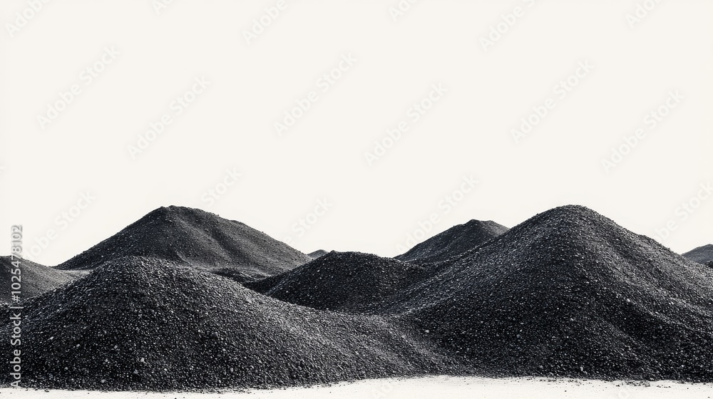 arid earth mounds, natural black turf display, minimalist composition ...