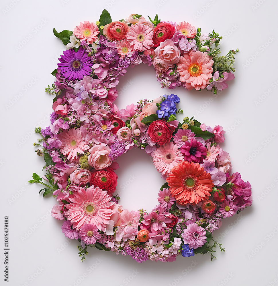 Flowers make up the Arabic numerals 1234567890 one two three four five ...